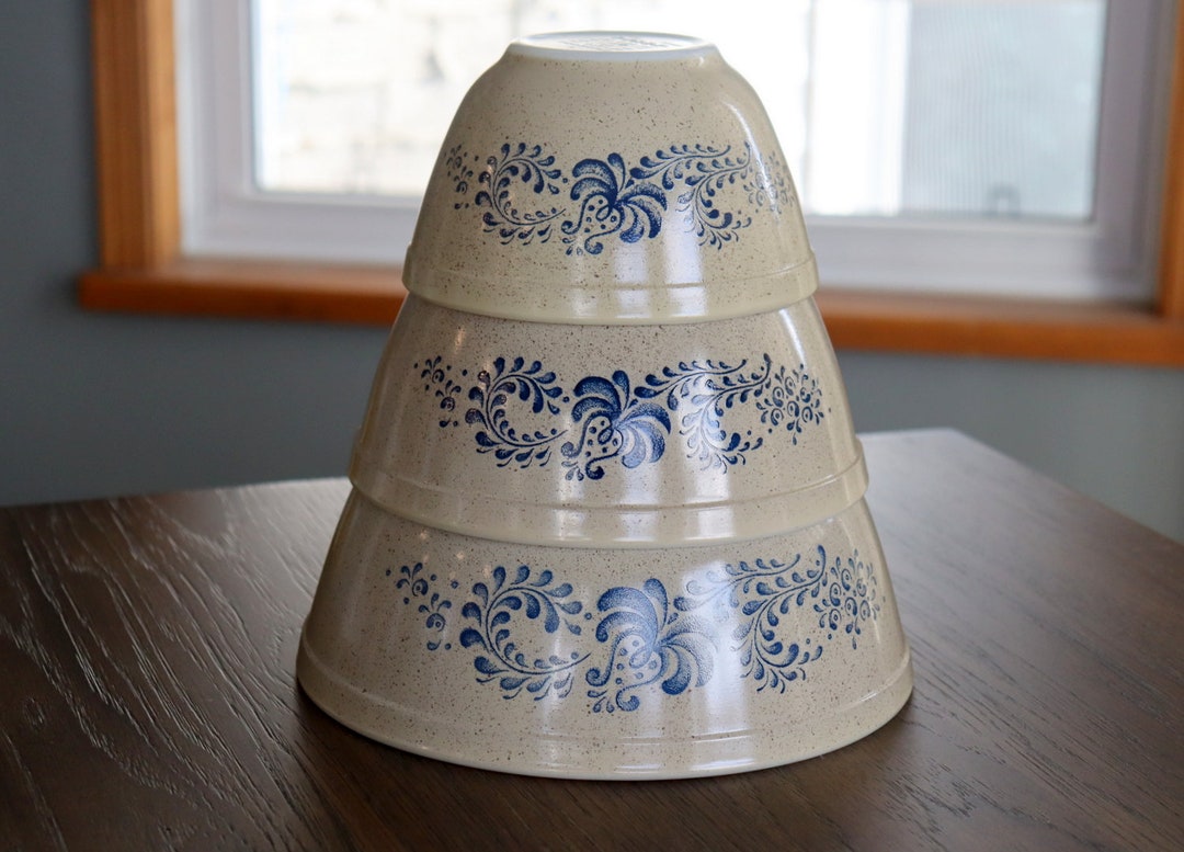 Set of 3 Vintage Pyrex Homestead Blue Mixing Nesting Bowls - Etsy