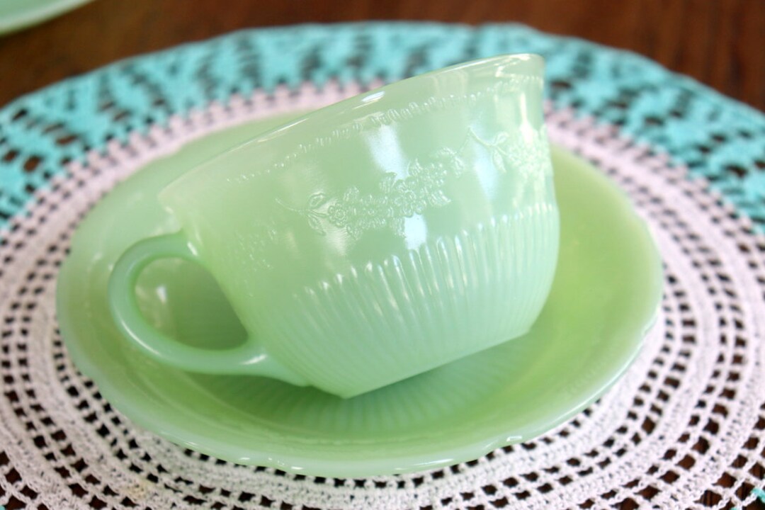 Vintage Fire King Jadeite Alice Cup and Saucer Beautiful Condition!! - Etsy