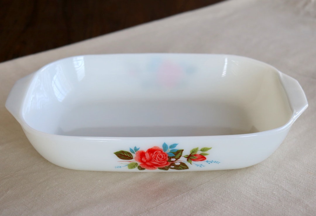 Vintage JAJ Pyrex England Pyrex 535 Cottage Rose Roast Dish Casserole ...