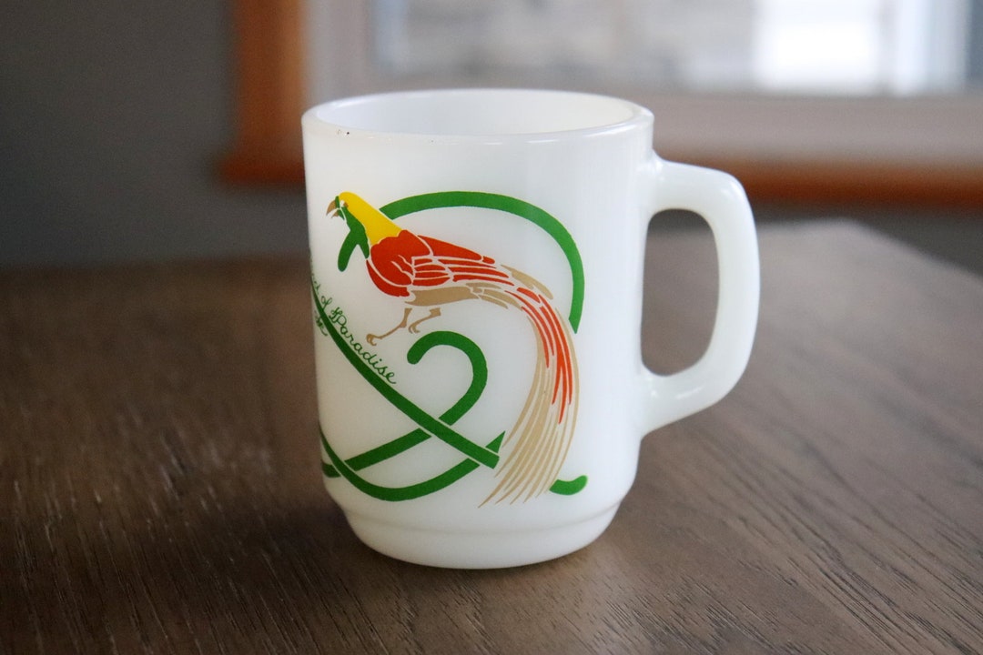 Rare! Fire King Anchor Hocking Bird of Paradise Jungle Bird Exotic Mug ...