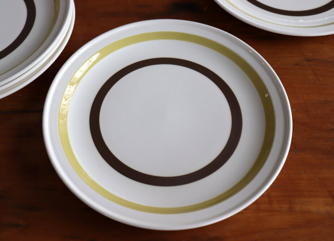 Vintage Carrigaline Irish Pottery Brown and Olive Striped Dinner Plate ...