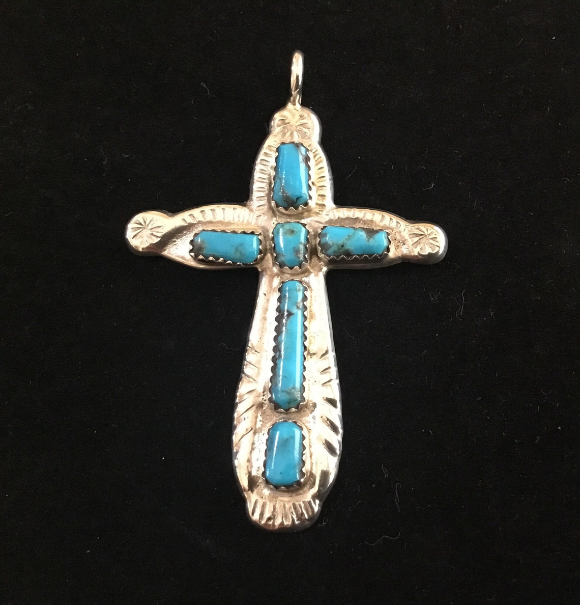 Horace Iule Zuni Sterling Silver & Turquoise Cross Pendant - Etsy