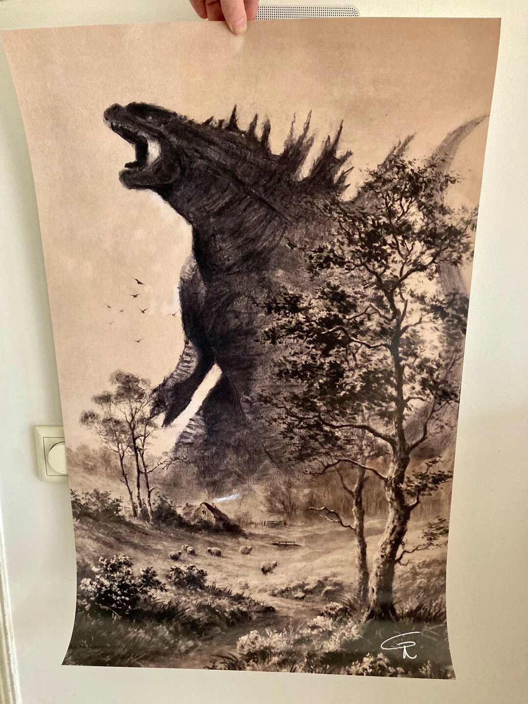 Godzilla Art Poster. Signed. Free Insured Shipment Worldwide. - Etsy