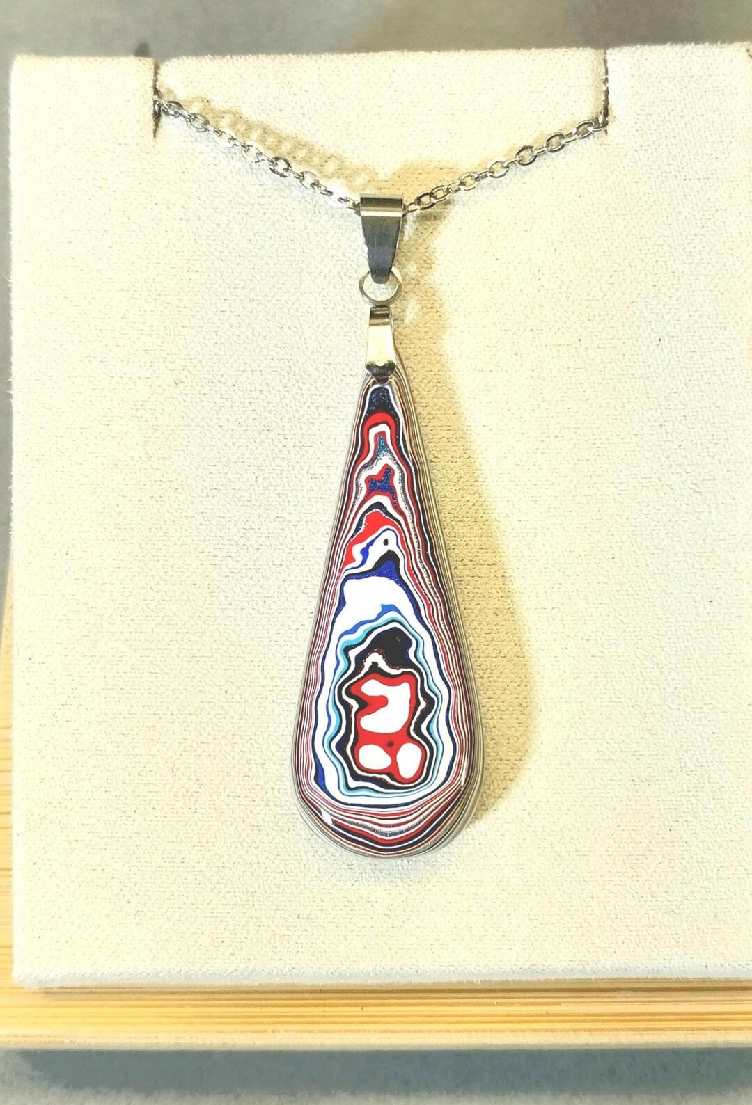 Fordite Necklace, Teardrop Shape, Fantastic Color, Fordite Jewelry - Etsy