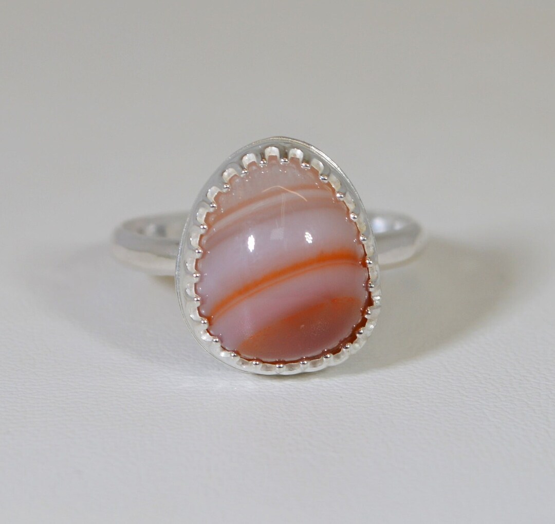 Lake Superior Agate Ring in Sterling Silver Size 5 an Orange and White ...