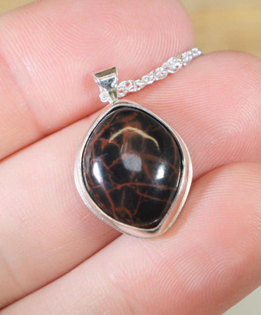 Spider Web Jasper Necklace, Solid Silver, Spider Jasper, A Natural ...