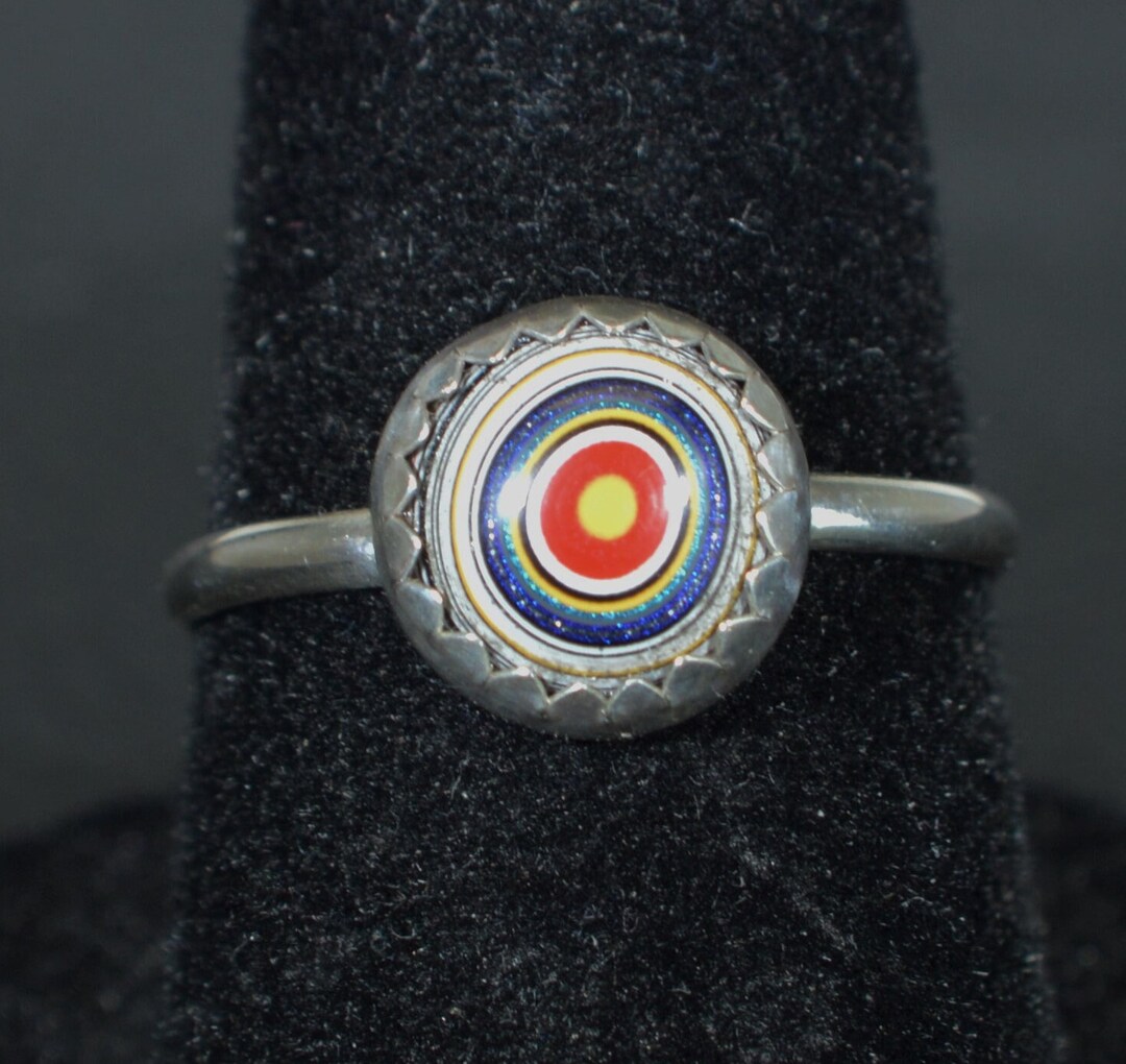 Fordite Ring, Size 6, Silver Fordite Ring, Fordite Ring, Bullseye Ring ...