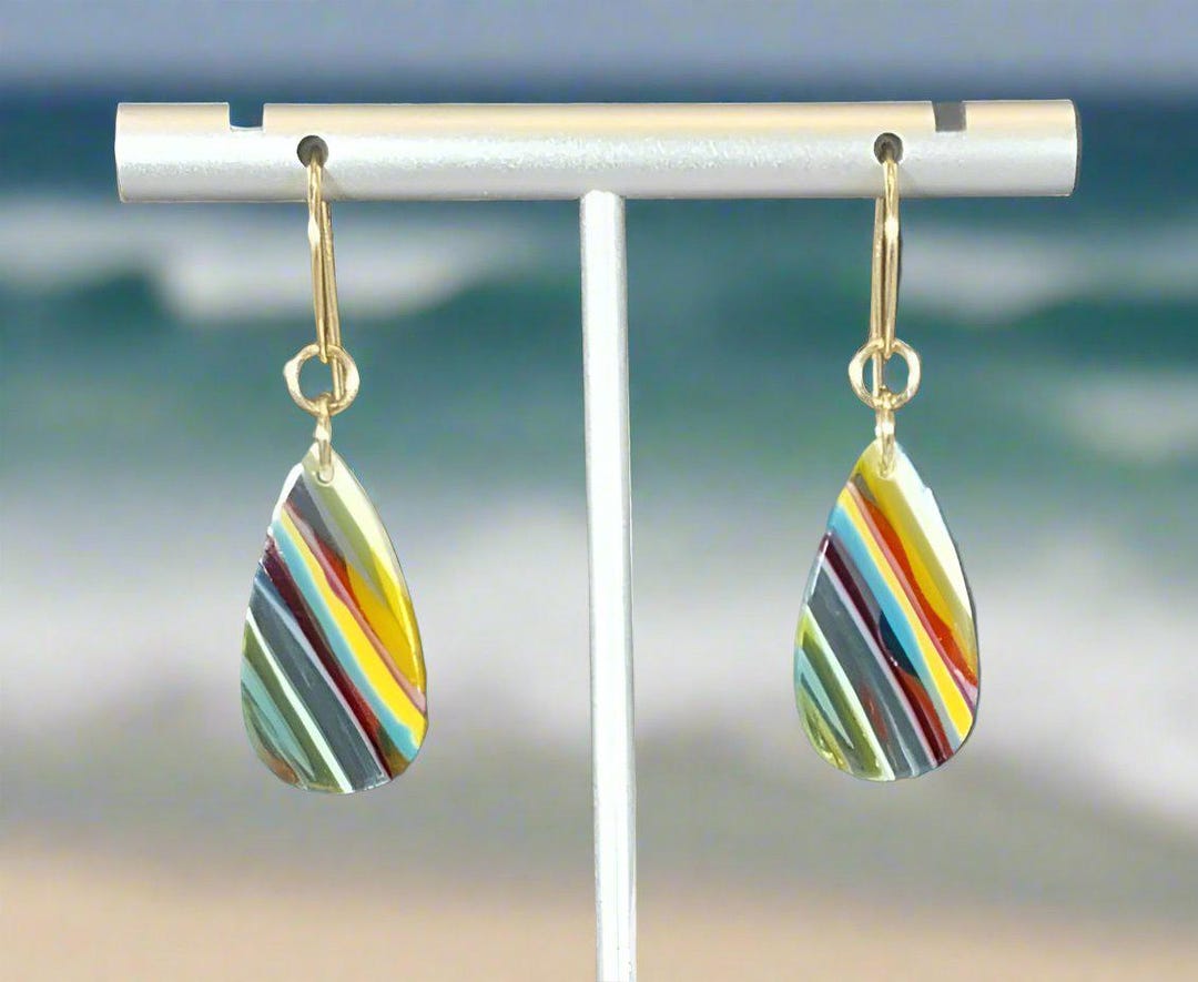 Surfite Earrings, Gold Filled Ear Wires, Recycled Surf Board Resin ...