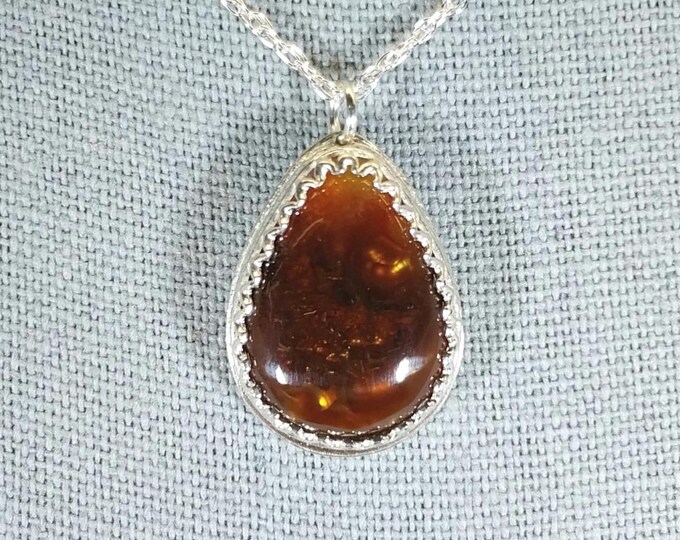Fire Agate Necklace, 925 Sterling Silver, Mexican Fire Agate, Fire ...