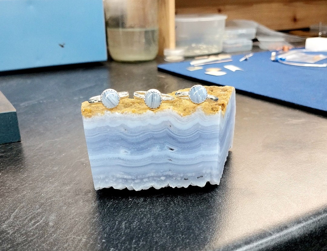 Blue Lace Agate Sterling Rings, Choose Your Size, Natural Blue Agate ...