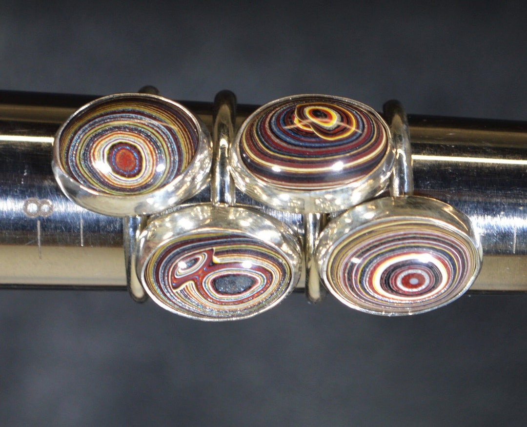 Fordite Silver Ring in Vette Sports Car Paint Fordite Ring Size 6 ...