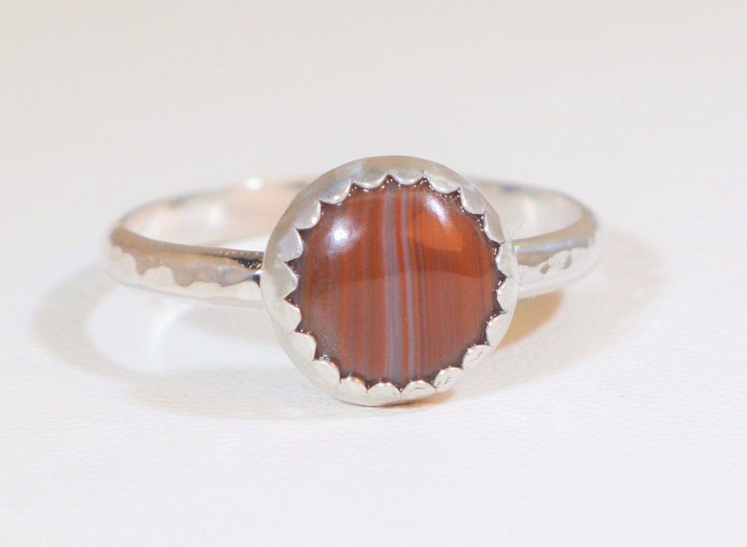 Lake Superior Agate Ring Size 6 Orange and White Bander - Etsy