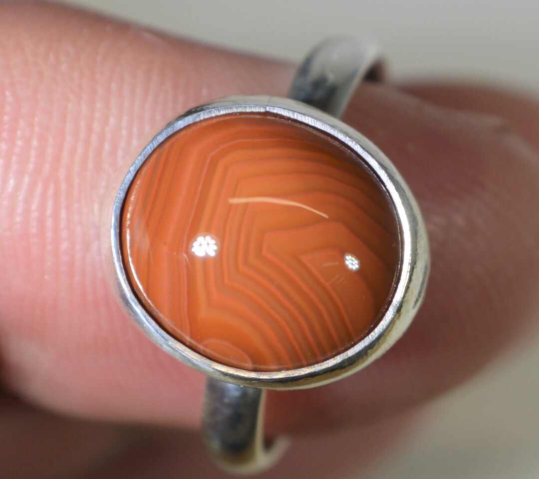 Lake Superior Agate Ring Size 6-8 Adjustable Silver Solid - Etsy