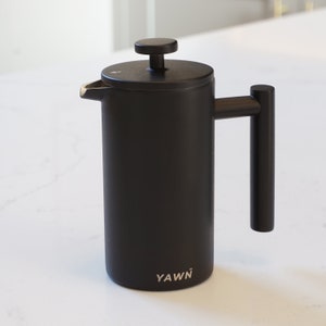 Yawn French Press | Matt Black Duel Walled Stainless Steel Cafetiere ...