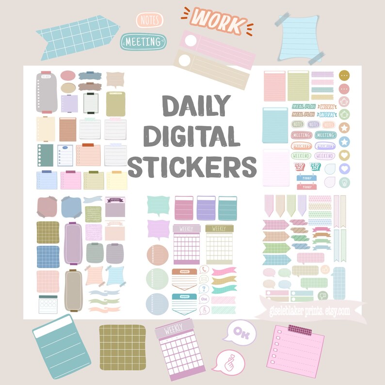 Bundle Set Pastel Colors Digital Planner Stickers for - Etsy