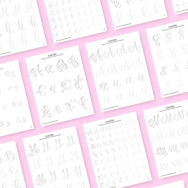Embellish Alphabet Lettering Worksheet | Learn to Letter | Lettering ...
