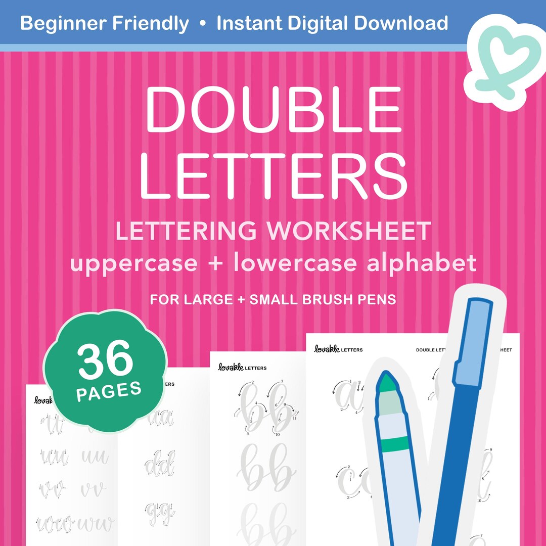 Double Letters Lettering Worksheet | Repeated 2 Letter Combinations for ...
