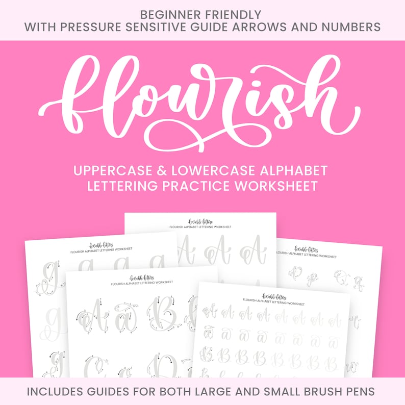 Flourish Alphabet Lettering Worksheet | Learn to Letter | Lettering ...