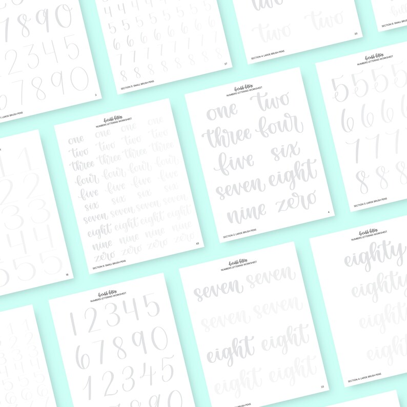 Numbers Lettering Worksheet | Learn to Letter | Lettering Beginners ...