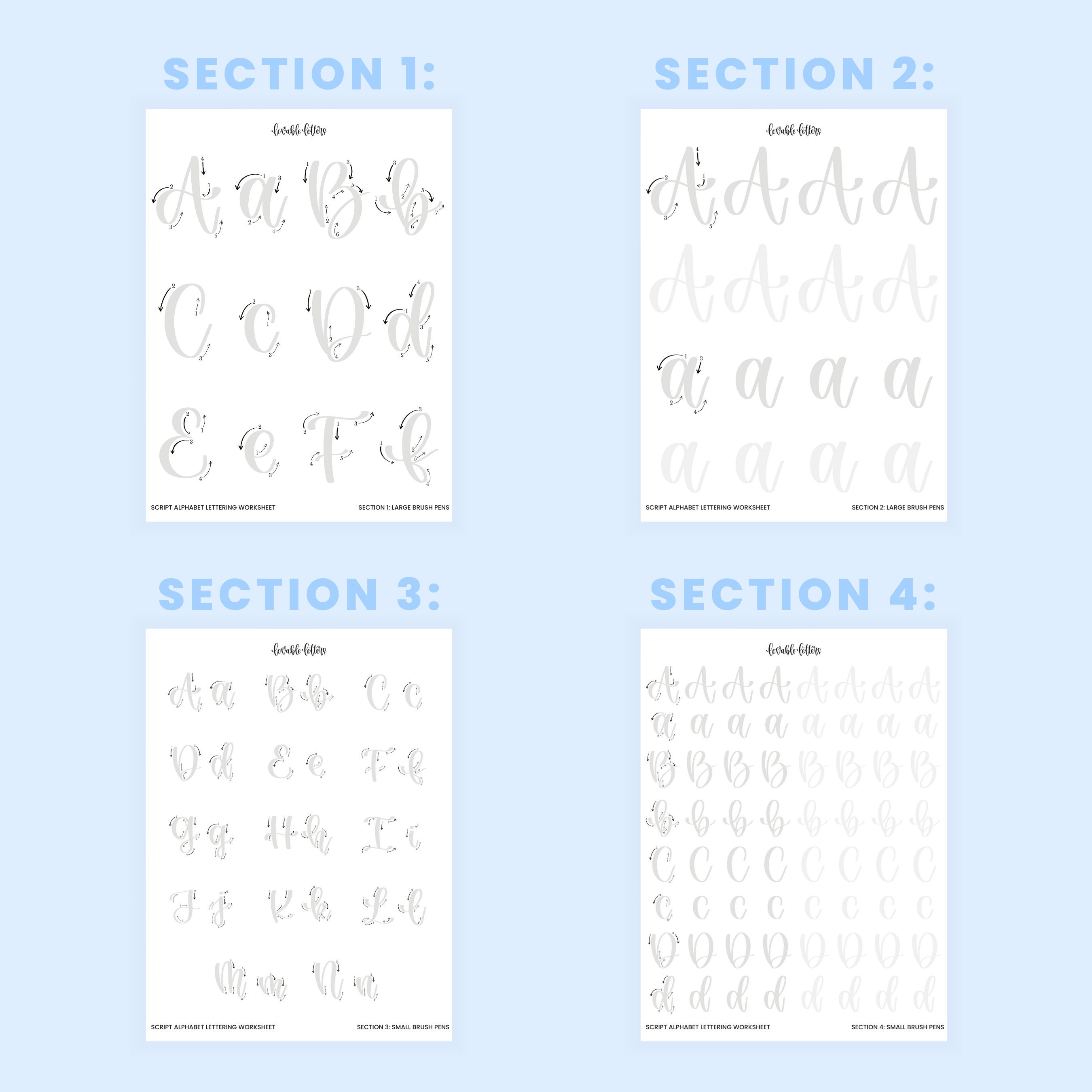 Script Alphabet Lettering Worksheet