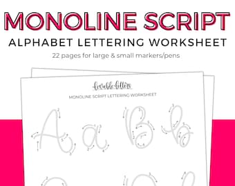 Monoline Lettering Worksheet - Etsy