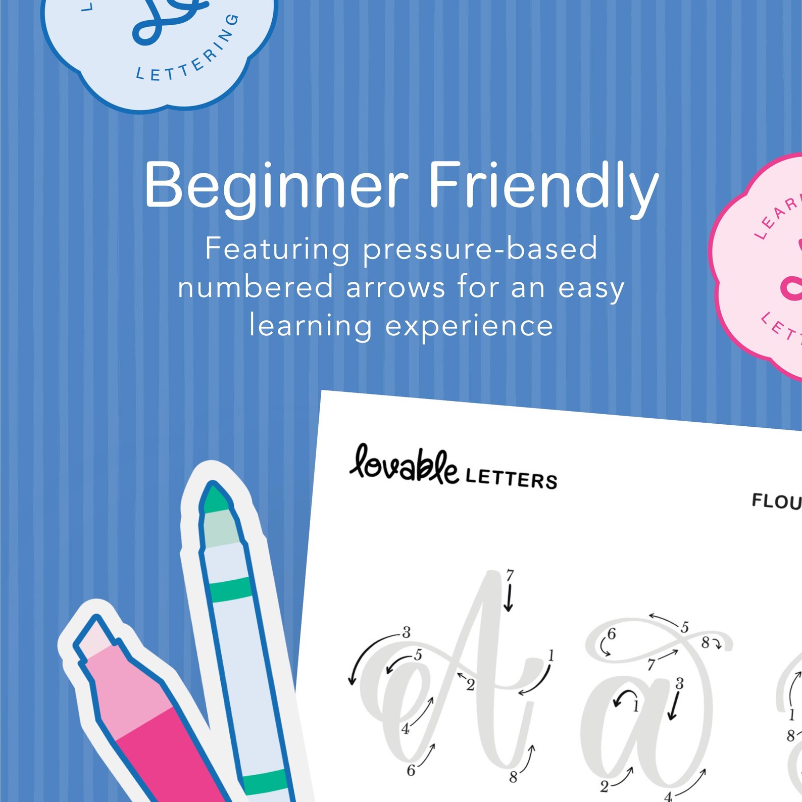 Flourish Alphabet Lettering Worksheet | Elegant Script Letters With ...