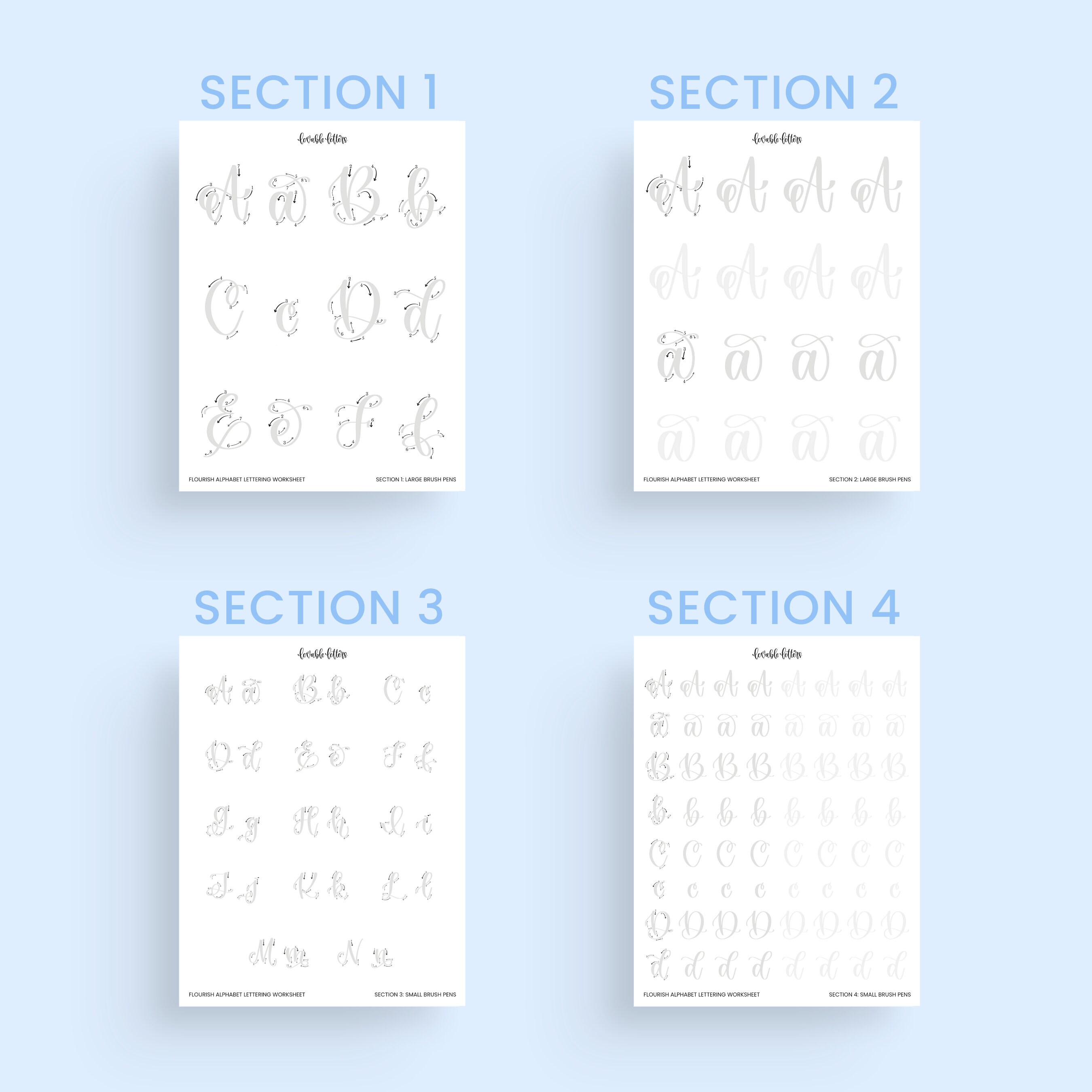 Flourish Alphabet Lettering Worksheet