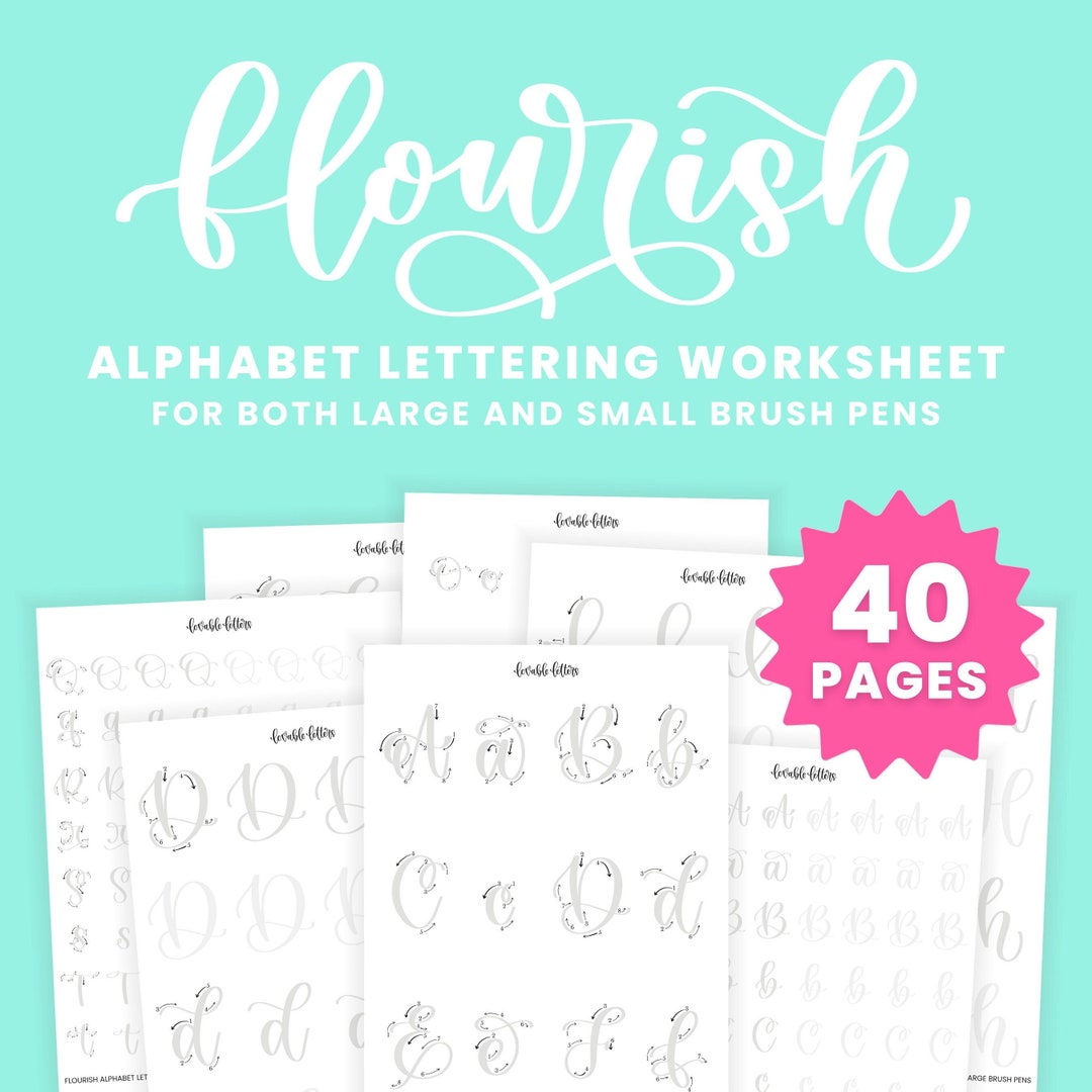 Flourish Alphabet Lettering Worksheet Learn to Letter - Etsy