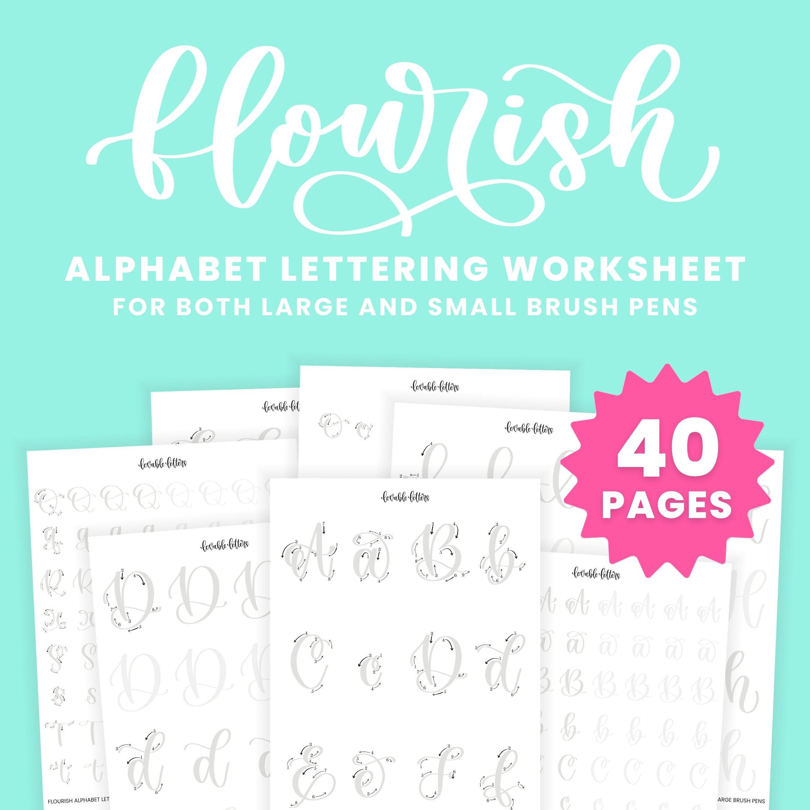 Flourish Alphabet Lettering Worksheet