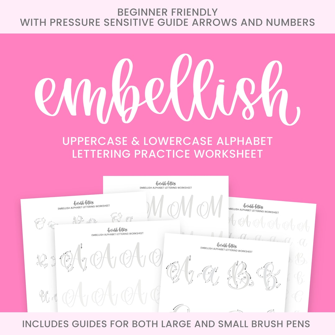 Embellish Alphabet Lettering Worksheet | Learn to Letter | Lettering ...