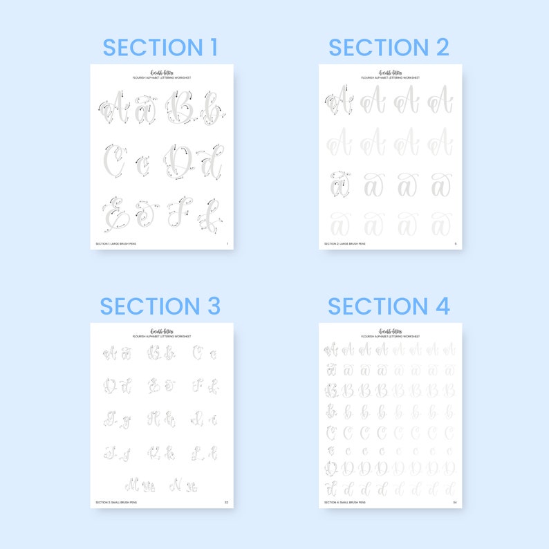 Flourish Alphabet Lettering Worksheet | Learn to Letter | Lettering ...