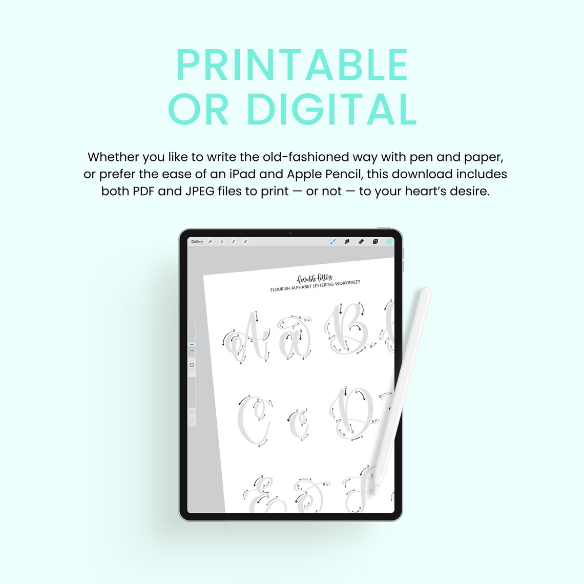 Flourish Alphabet Lettering Worksheet | Learn to Letter | Lettering ...