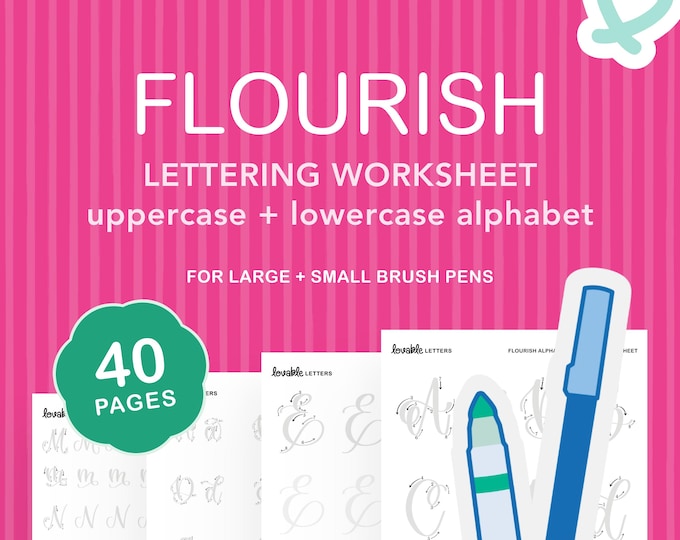 Flourish Alphabet Hand Lettering Practice Worksheet - Etsy Canada