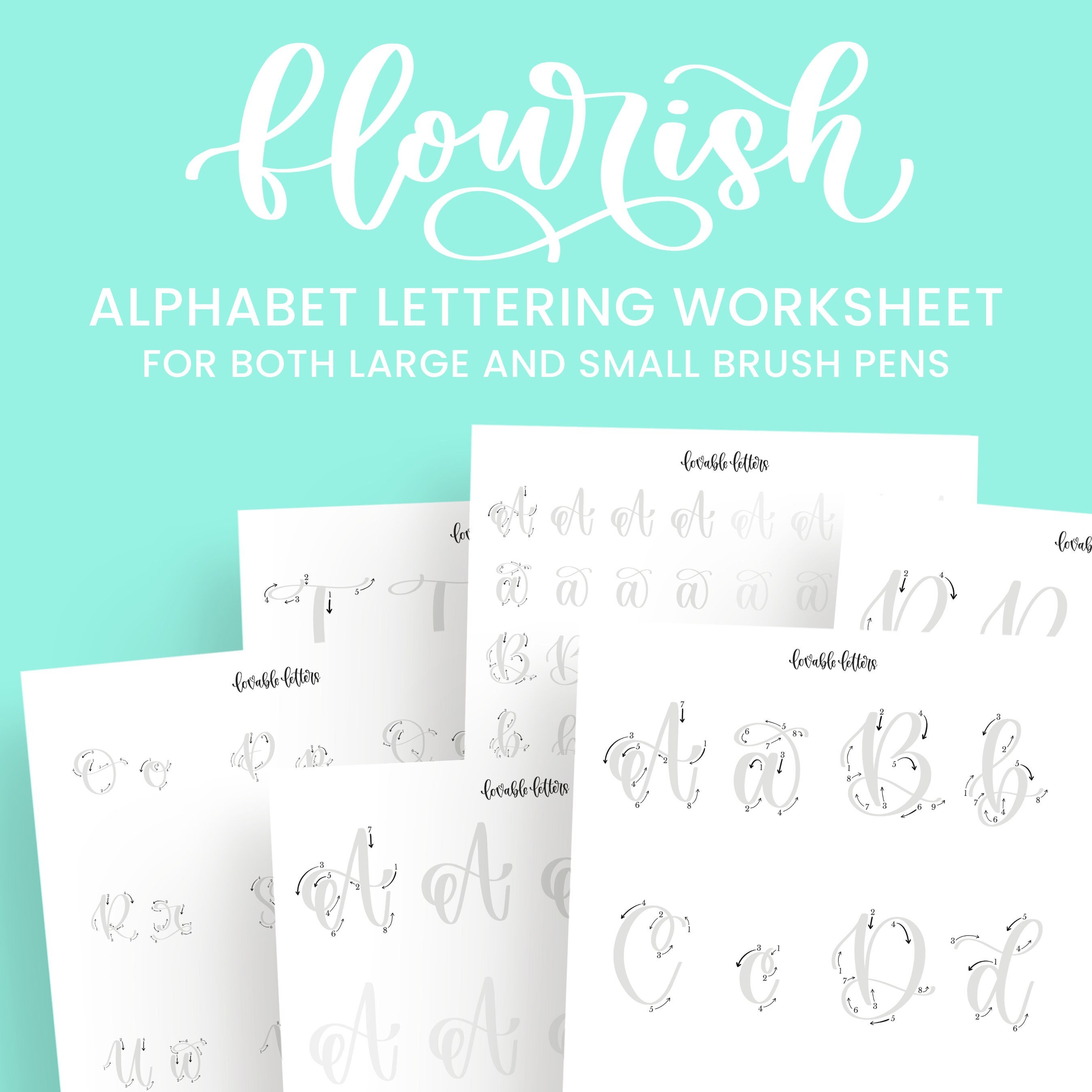 Flourish Alphabet Lettering Worksheet