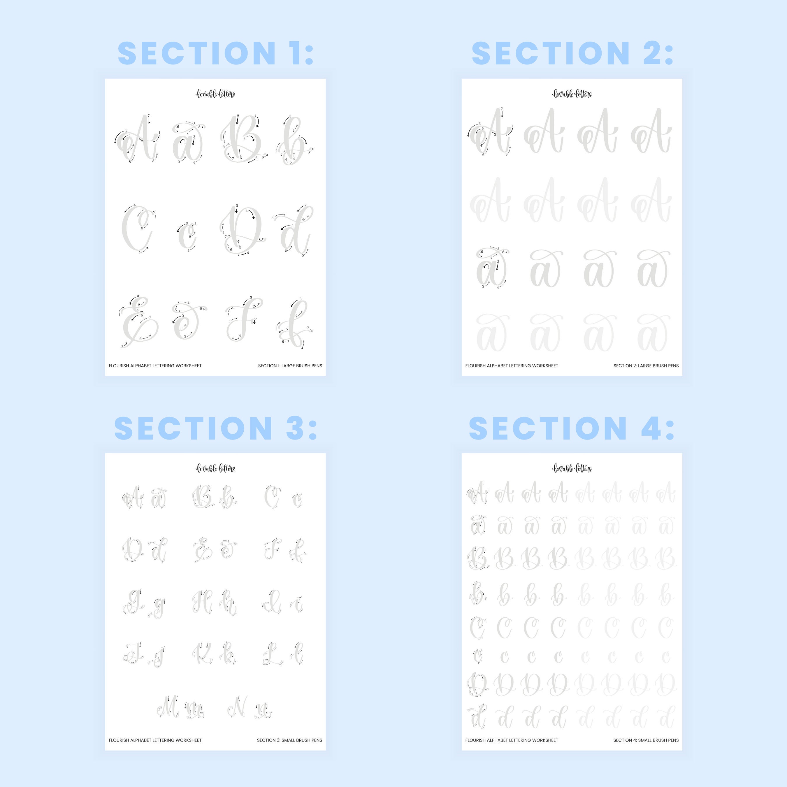 Flourish Alphabet Lettering Worksheet Flourish Alphabet Lettering Worksheet