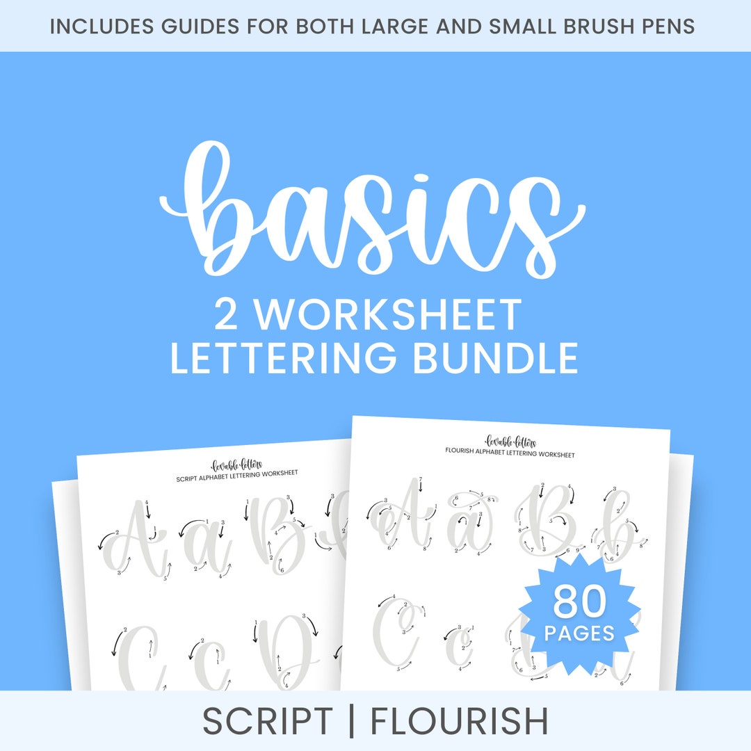 Basics Lettering Worksheet Bundle | Learn to Letter | Lettering ...