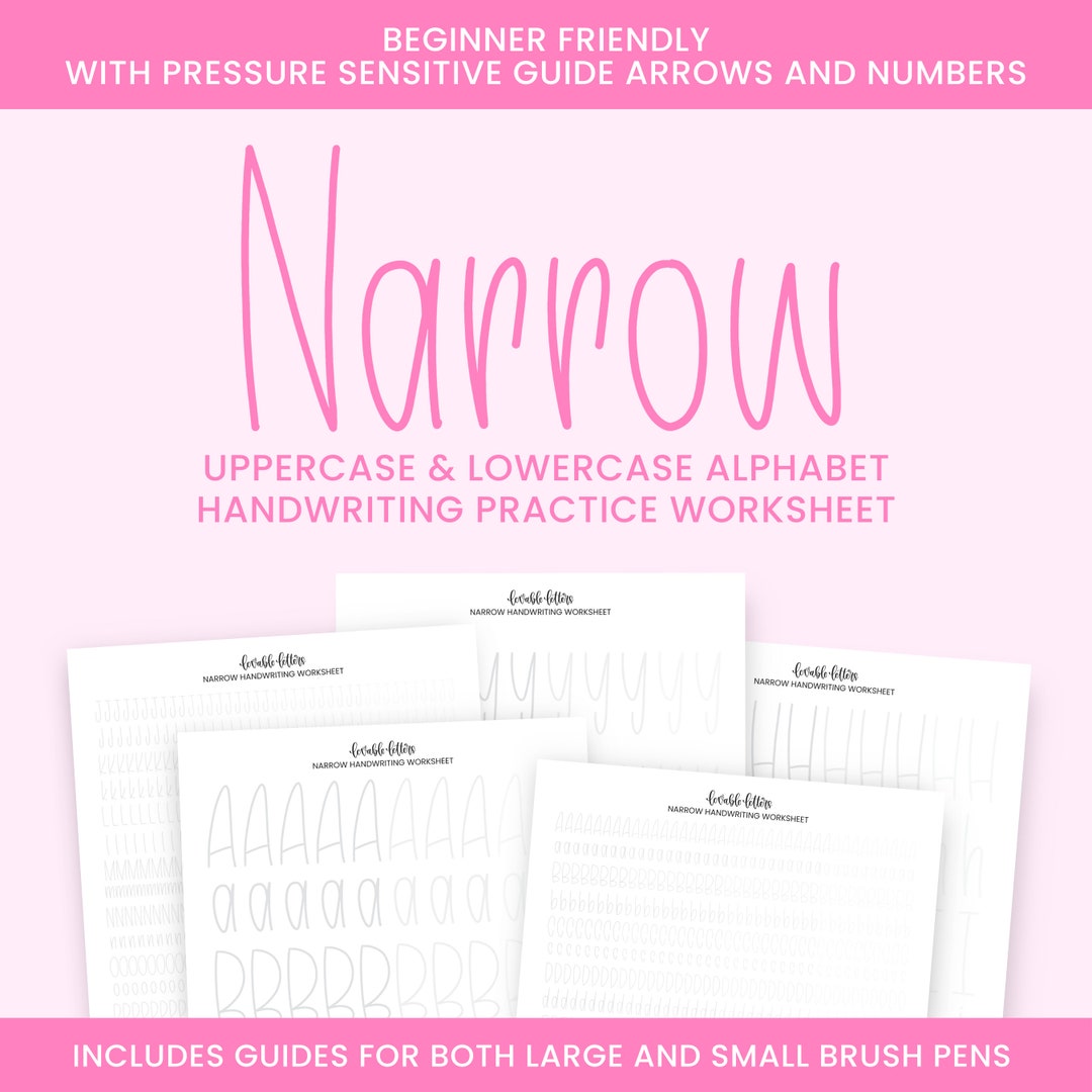 Narrow Handwriting Worksheet | Improve Handwriting | Lettering Beginner ...
