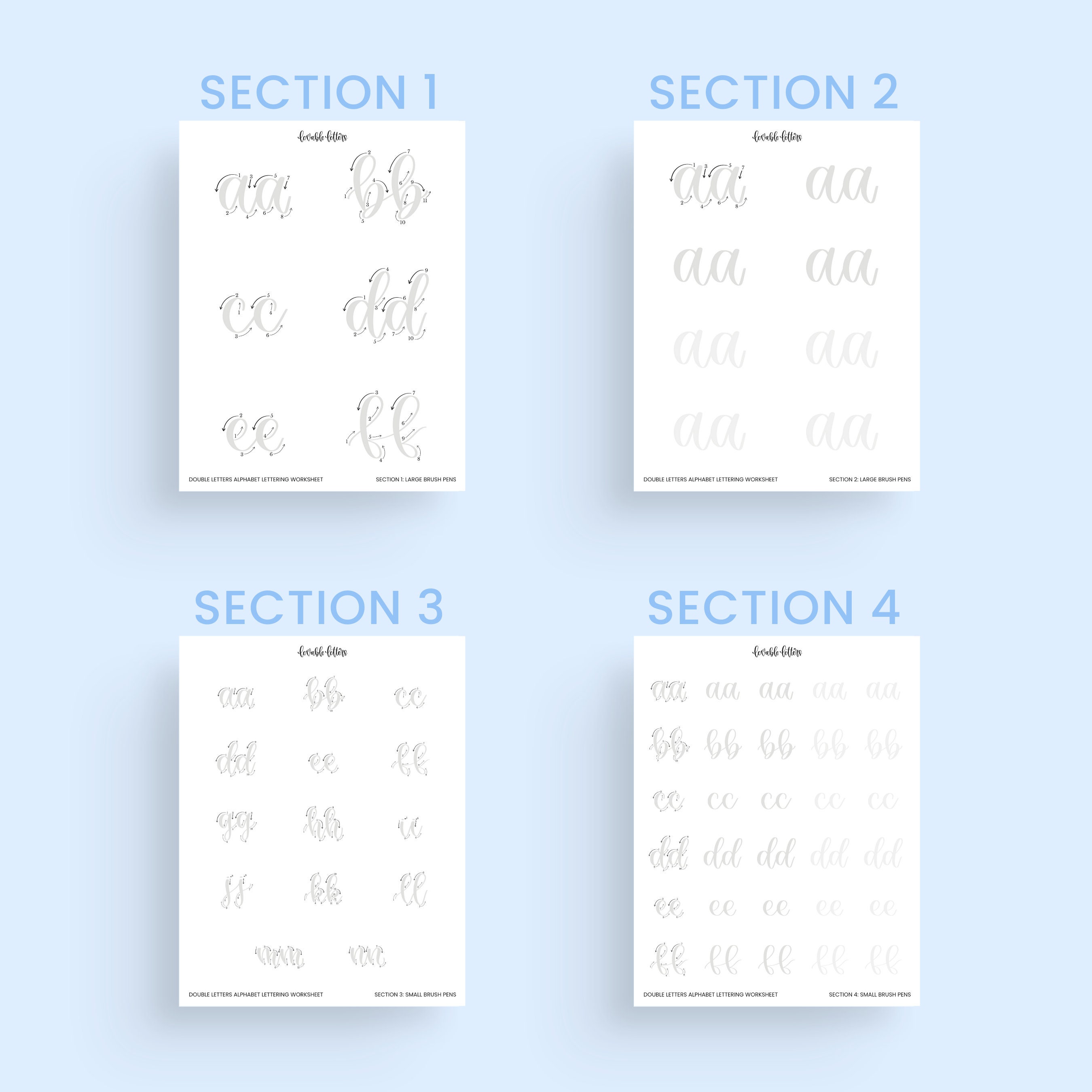 Double Letters Lettering Worksheet