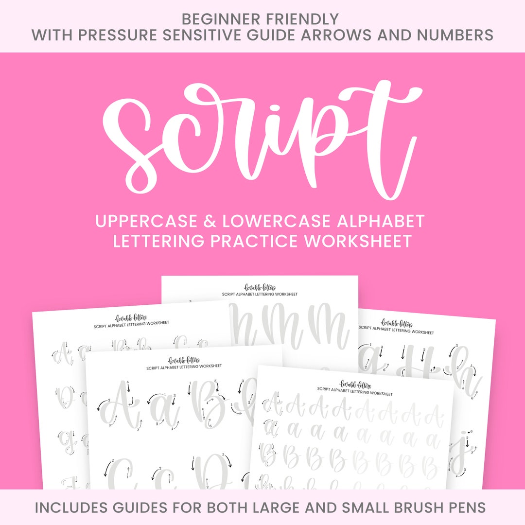 Script Alphabet Lettering Worksheet | Learn to Letter | Lettering ...