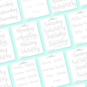 Days of the Week Lettering Worksheet Learn to Letter Lettering ...