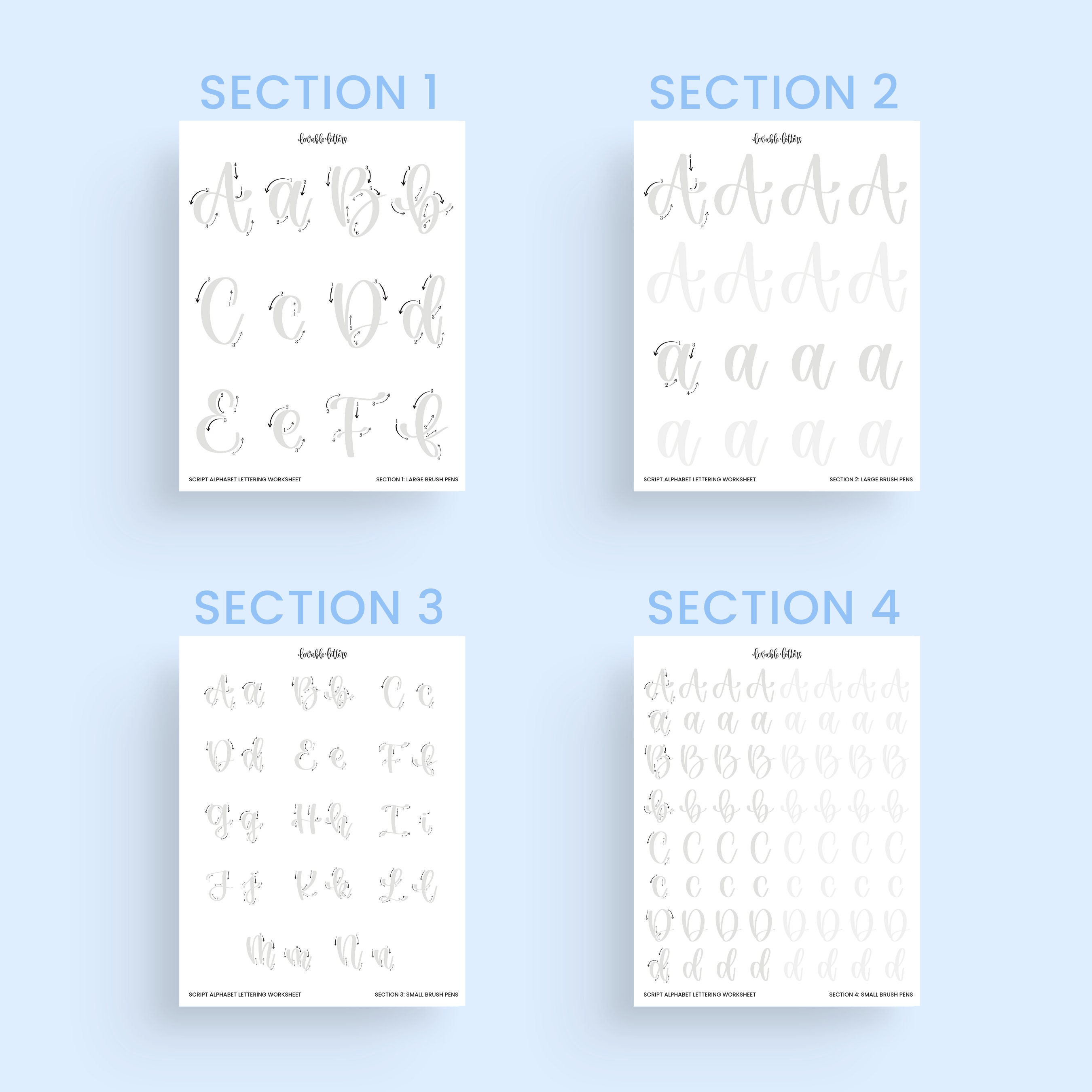 Script Alphabet Lettering Worksheet