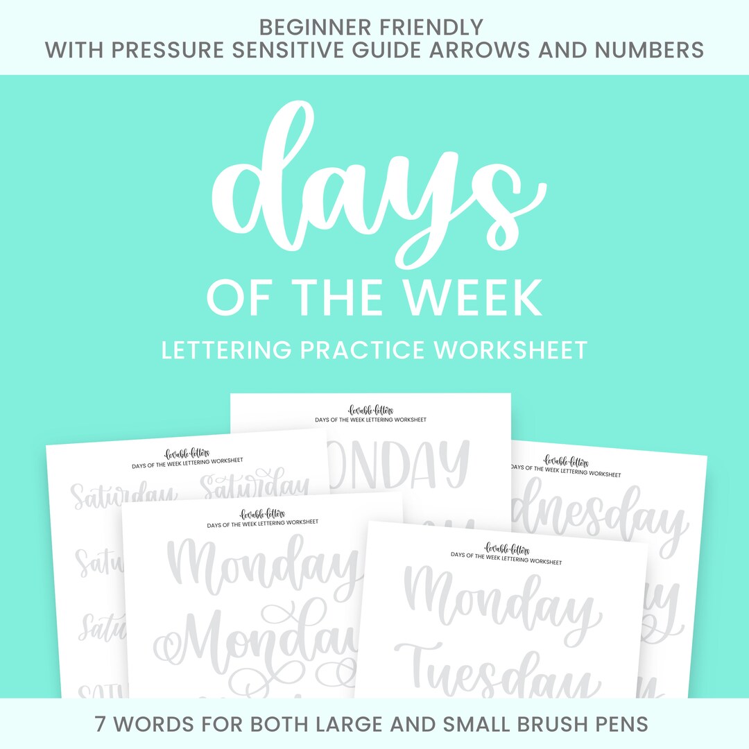Days of the Week Lettering Worksheet Learn to Letter - Etsy