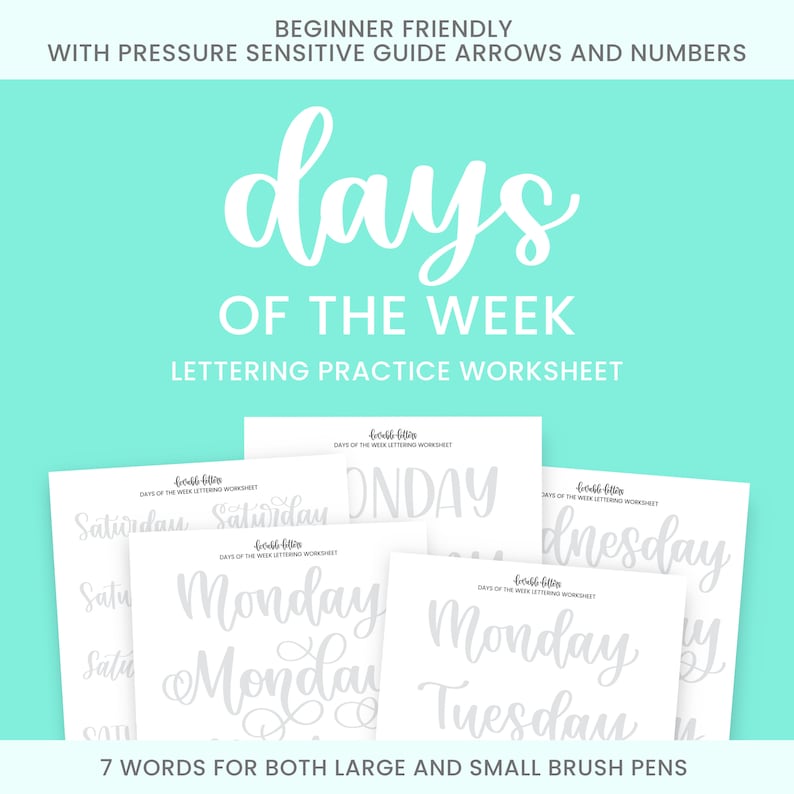 Days of the Week Lettering Worksheet Learn to Letter Lettering ...