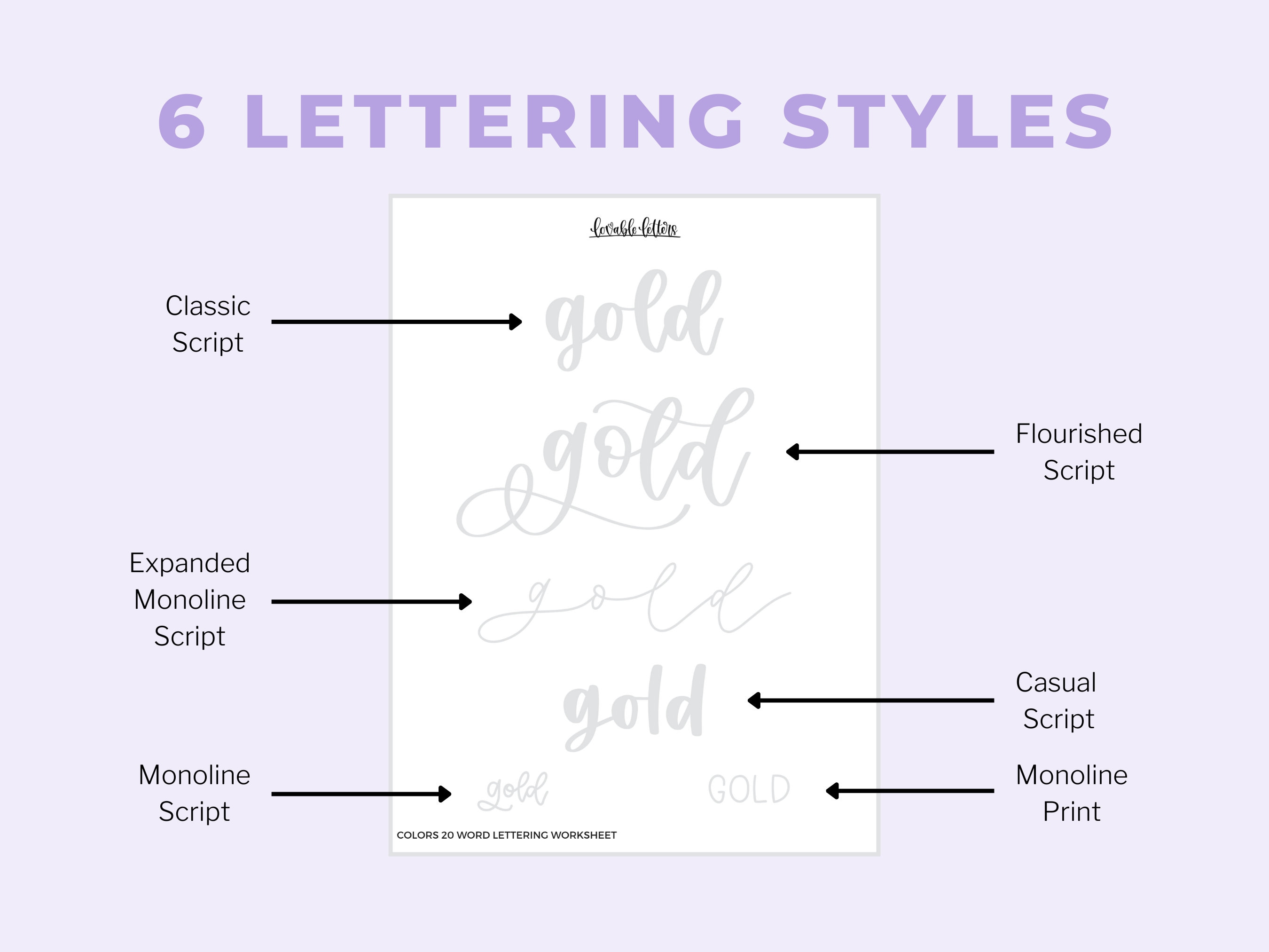 Colors 20 Word Lettering Worksheet