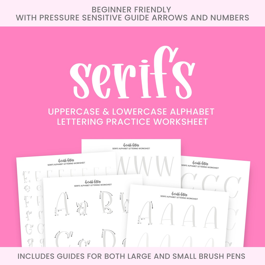 Serifs Alphabet Lettering Worksheet Learn to Letter Lettering Beginners ...