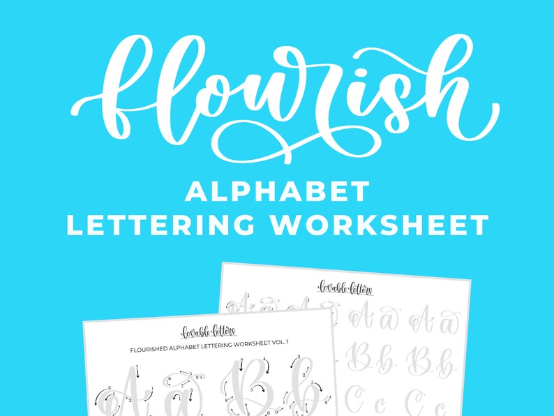 Flourish Alphabet Lettering Worksheet Learn to Letter - Etsy