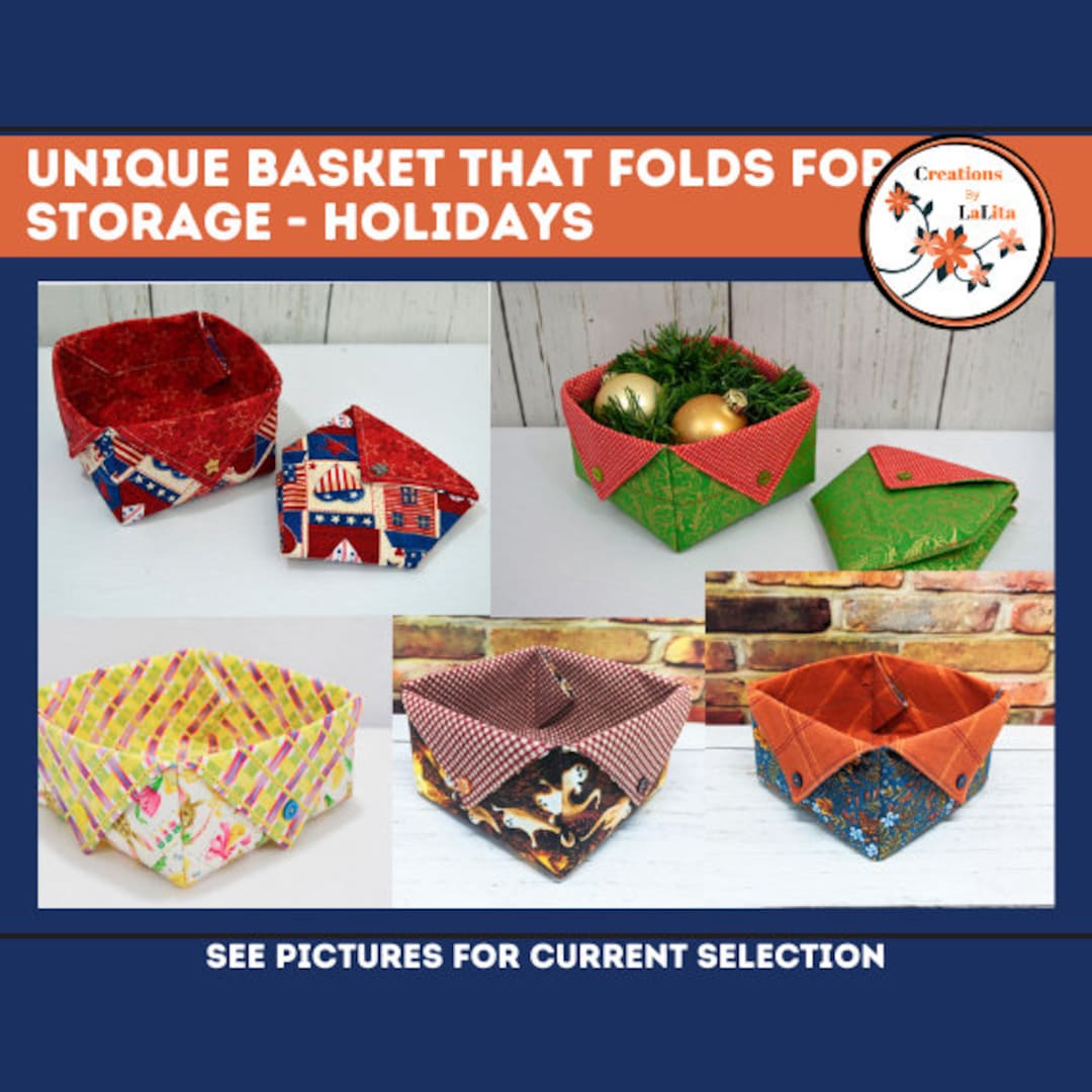 Fabric Baskets Holiday Edition, Fold, Stack, Easy to Store - Etsy