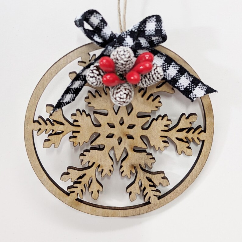 Laser Cut Wood Snowflake Ornament: Rustic Christmas Tree Decor - Etsy