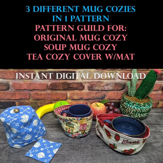 Sewing Pattern 3 Different Mug Cozy Tea Cover Soup Mug - Etsy