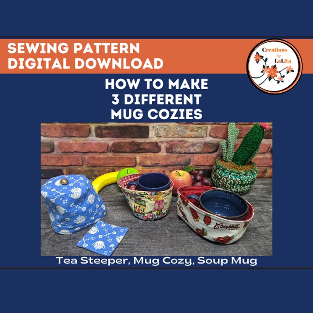 SEWING PATTERN, 3 Different Mug Cozy, Tea Cover, Soup Mug Cozy, and ...